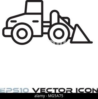 wheel loader icon, black vector sign with editable strokes, concept ...