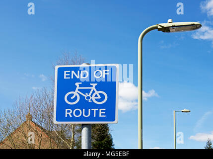 uk road sign cycle route path lane cyclists bike ahead Stock Photo - Alamy