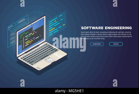 Software development course flat concept vector illustration Stock ...
