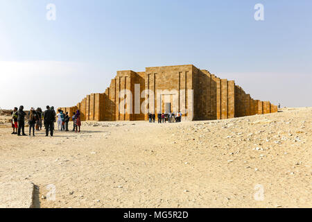 The entrance to the Mortuary Temple complex at Saqqara, Egypt, which includes the step pyramid ...