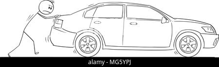 Cartoon of Man or Businessman Pushing Broken Car Stock Vector Image ...