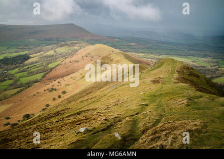 Y Grib, also known as the Dragon's Back, in the Brecon Beacons at ...