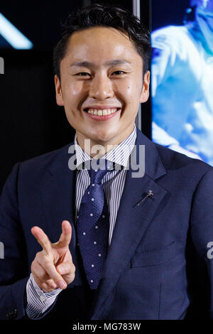 Japanese fencer Yuki Ota attends a press conference in Tokyo on April ...