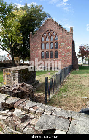 The church at Historic Jamestowne in Jamestown, Virginia USA, the first ...