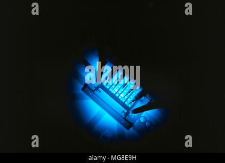 Blue glow water of nuclear reactor core powered, caused by Cherenkov ...