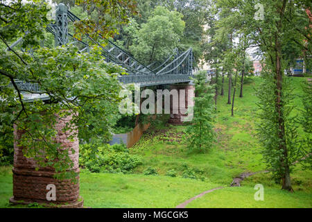 Makarov pedestrian bridge in autumn rainy weather Stock Photo - Alamy