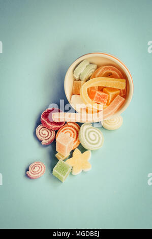 Colorful fruit-paste sweets with filter effect retro vintage style ...