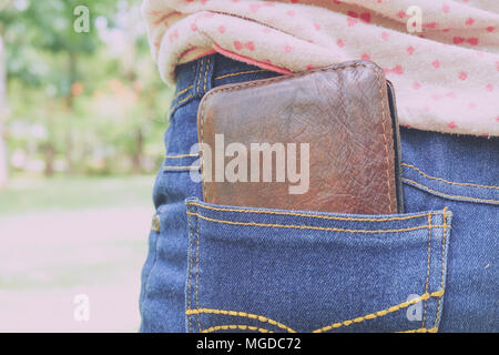 wallet in back pocket with filter effect retro vintage style Stock ...