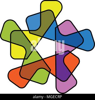 Vector illustration of overlapping yellow star shapes in different size ...
