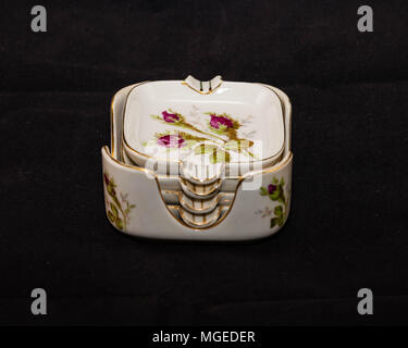White porcelain ceramic ashtray isolated on white with clipping path ...