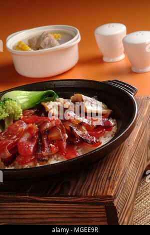 BBQ pork over rice Stock Photo - Alamy