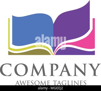creative open book logo vector, Book color logo, School books ...