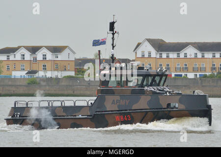 British Army workboat on River Thames in London Stock Photo - Alamy