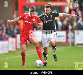 Accrington Stanley's Callum Johnson battles with Lincoln City's Ollie ...