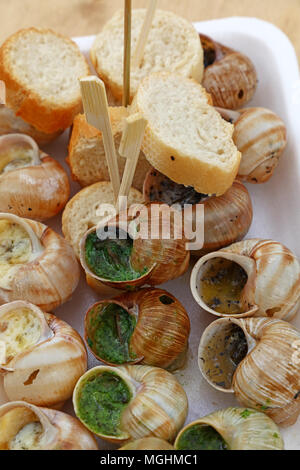 snails cooked close-up Stock Photo - Alamy