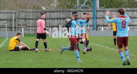 Bacup Borough celebrate a goal during their 3-0 away win over New Mills ...