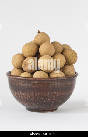 Longan in ceramic pial isolated on white background - (exotic fruit ...