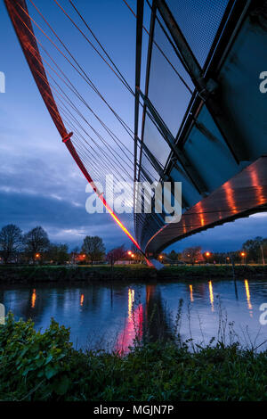 The Millennium Bridge, York lit up at night Stock Photo - Alamy
