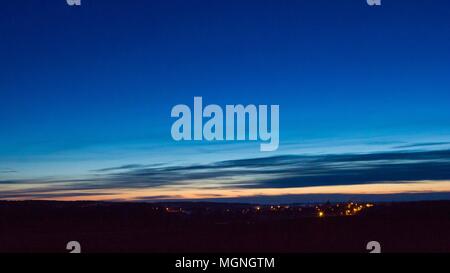 Late evening sky over village near fields. Rural landscape Stock Photo ...