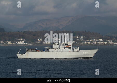 The Royal Netherlands Navy Submarine support ship HNLMS MERCUUR entering Portsmouth harbour 18 ...