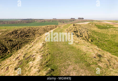 Defensive ditch and rampart at Barbury Castle Country Park, Iron Age ...