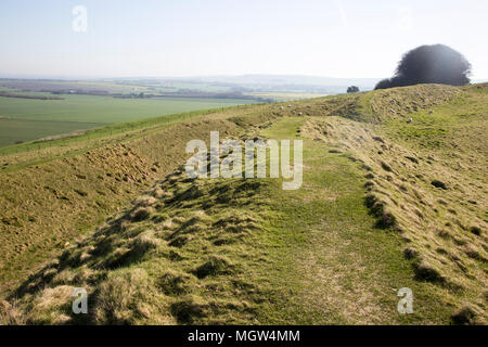 Defensive ditch and rampart at Barbury Castle Country Park, Iron Age ...