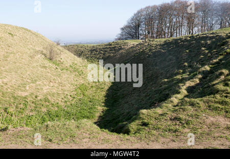 Defensive ditch and rampart at Barbury Castle Country Park, Iron Age ...
