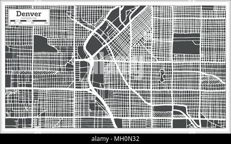 Denver USA City Map in Retro Style in Golden Color. Outline Map. Vector ...