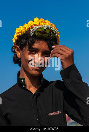 Portrait of asiri flower men, Asir province, Al Farsha, Saudi Arabia ...
