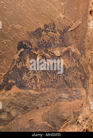 Petroglyphs in qadeer sand stone castle, Al-Jawf Province, Al-Qadeer ...