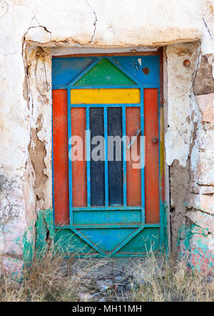Door in a traditional clay houses in a village, Asir Province, Aseer ...
