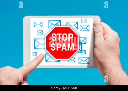 Hands Holding Digital Tablet Spam Stock Photo - Alamy
