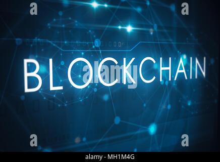 Future technology block chain cryptocurrency Ethereum red touchscreen ...