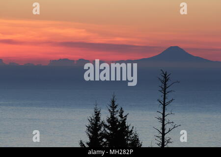Iliamna Volcano Sunset, Cook Inlet, Alaska Stock Photo - Alamy