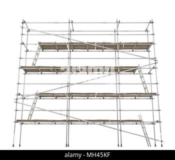 Scaffolding construction 3d build, horizontal, over white, isolated ...
