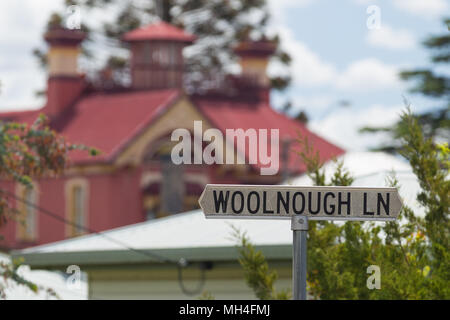 A street sign for Woolnough Lane in Tenterfield, NSW, Australia. The ...