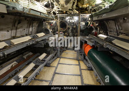 The inside of USS Clamagore a Guppy class submarine Stock Photo - Alamy