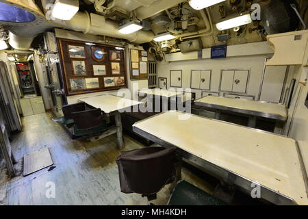 The inside of USS Clamagore a Guppy class submarine Stock Photo - Alamy