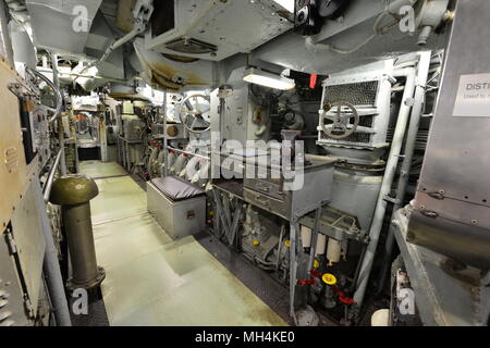 The inside of USS Clamagore a Guppy class submarine Stock Photo - Alamy