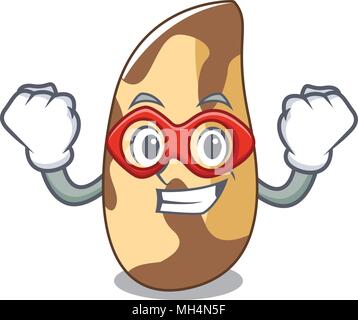Cartoon brazil nut super hero character in orange costume ready to save ...