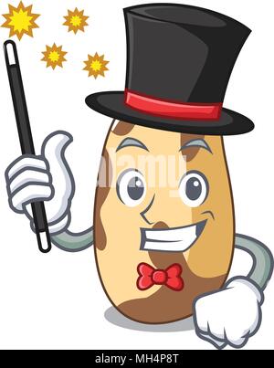 Cartoon walnut wizard character with magic wand. Isolated vector ...