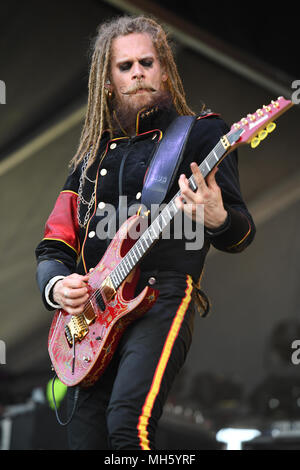 Tim Öhrström of Avatar performs on stage during Download Festival 2018 ...