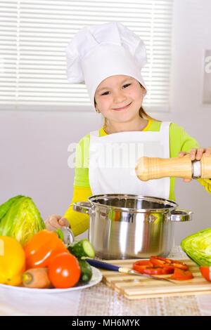 Chef Wearing Apron Adding Dish White Sea Salt Stock Photo - Alamy
