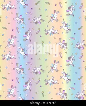 Rainbow unicorn background. Pastel gradient color sky with glitter ...