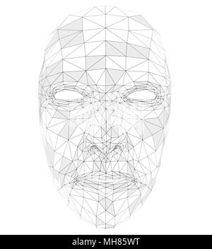 Human face consisting of lines, polygons and dots Stock Photo - Alamy