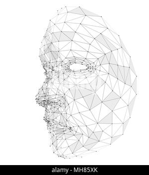 Human face consisting of lines, polygons and dots Stock Photo - Alamy