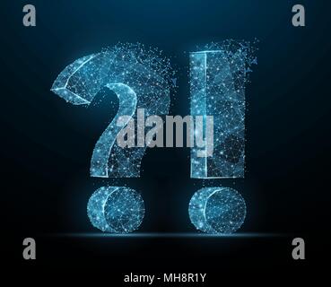 Exclamation mark 3d low poly symbol with binary code background. Alert ...