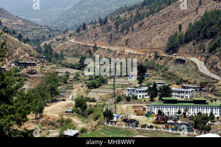 Aerial view of villages in Thimphu, Bhutan - Thimphu is the capital and ...