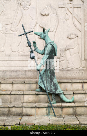 Monument of Reynard the Fox in the medieval city of Hulst in Zeelandic ...