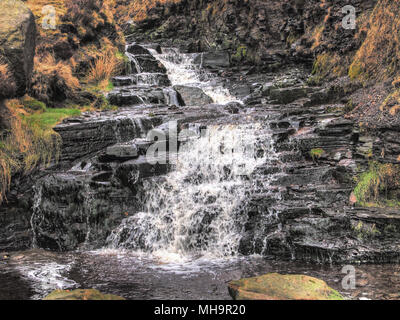 Waterfall, Grindsbrook, Edale, Derbyshire Stock Photo - Alamy